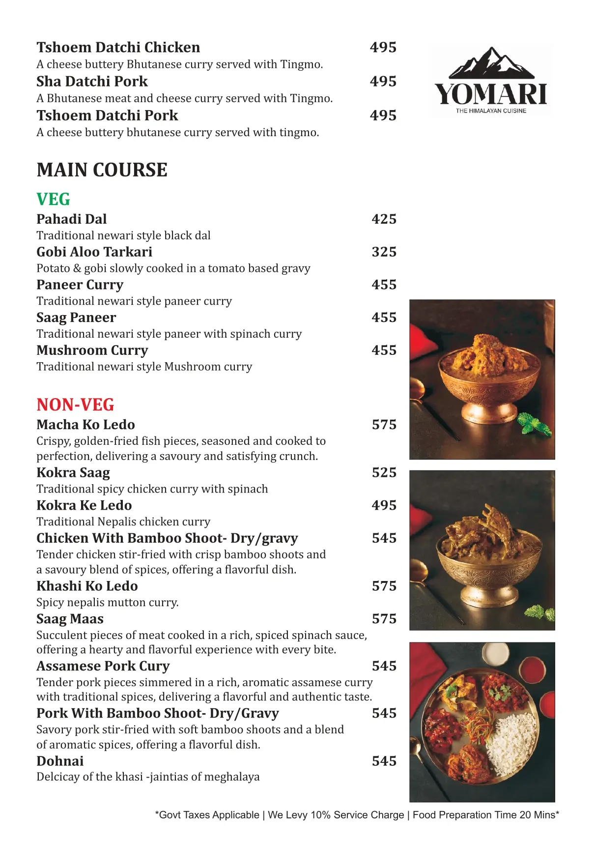 Our Menus » Yomari Kolkata