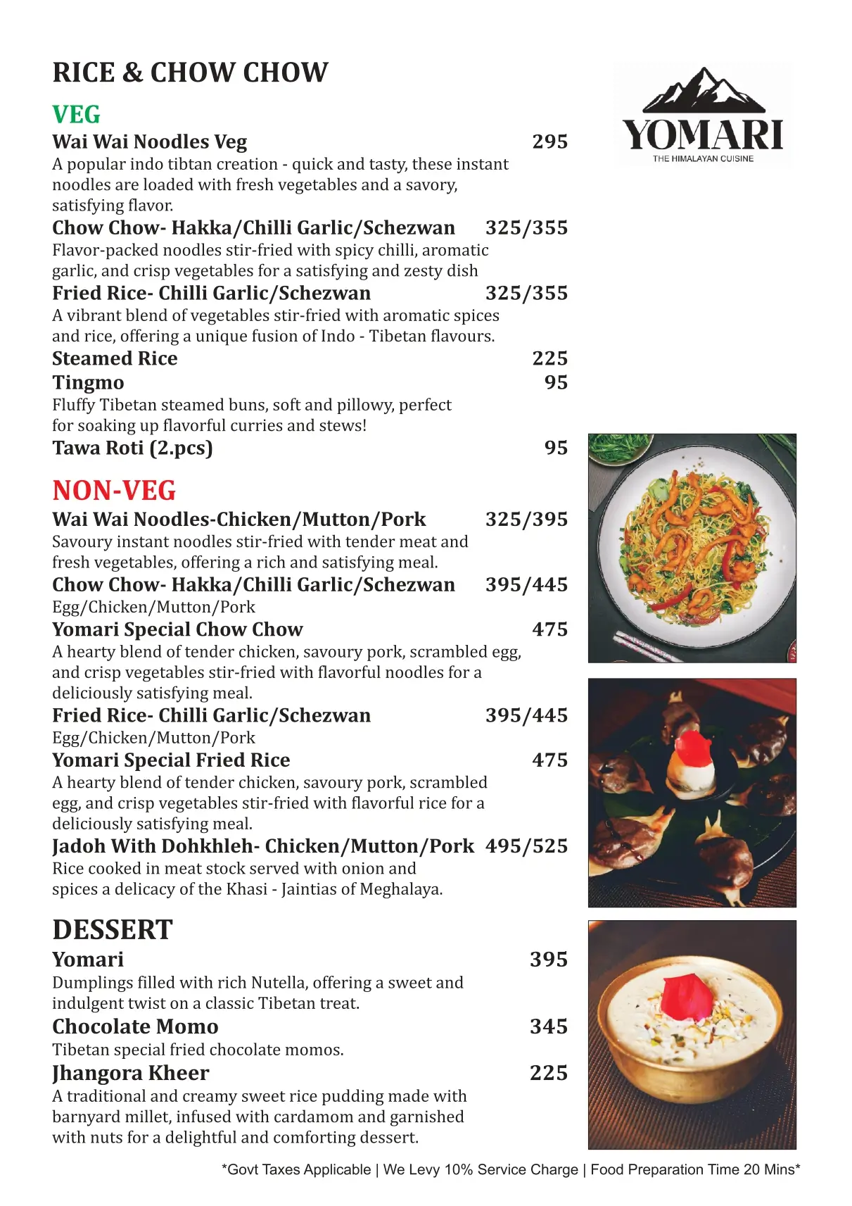 Our Menus » Yomari Kolkata